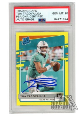 Tua Tagovailoa 2020 Donruss Rated Rookie Yellow Autograph Card #302 PSA ...
