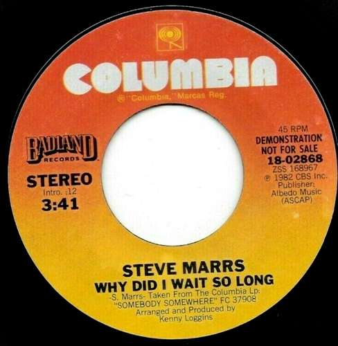 Steve Marrs - Why Did I Wait So Long 1982 Columbia Promo Pop VG+ | eBay