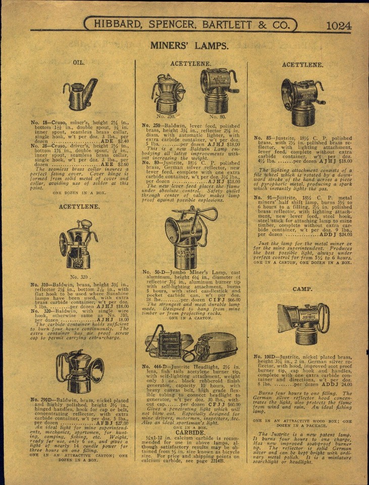 1915 PAPER AD 2 Sided Mine Miners Cap Head Lamp Candlestick Oil ...