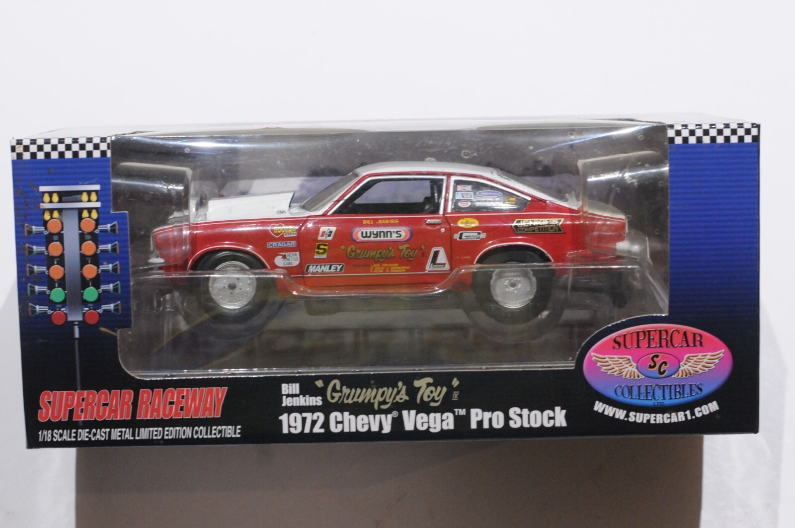 SUPERCAR COLLECTIBLES 1972 CHEVY VEGA PRO STOCK GRUMPY’S TOY SCALE 1:18 ...