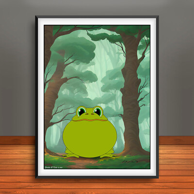 Cartoon Toad Forest Print, Woodland Art, Forest Decor, Thicket Tree ...