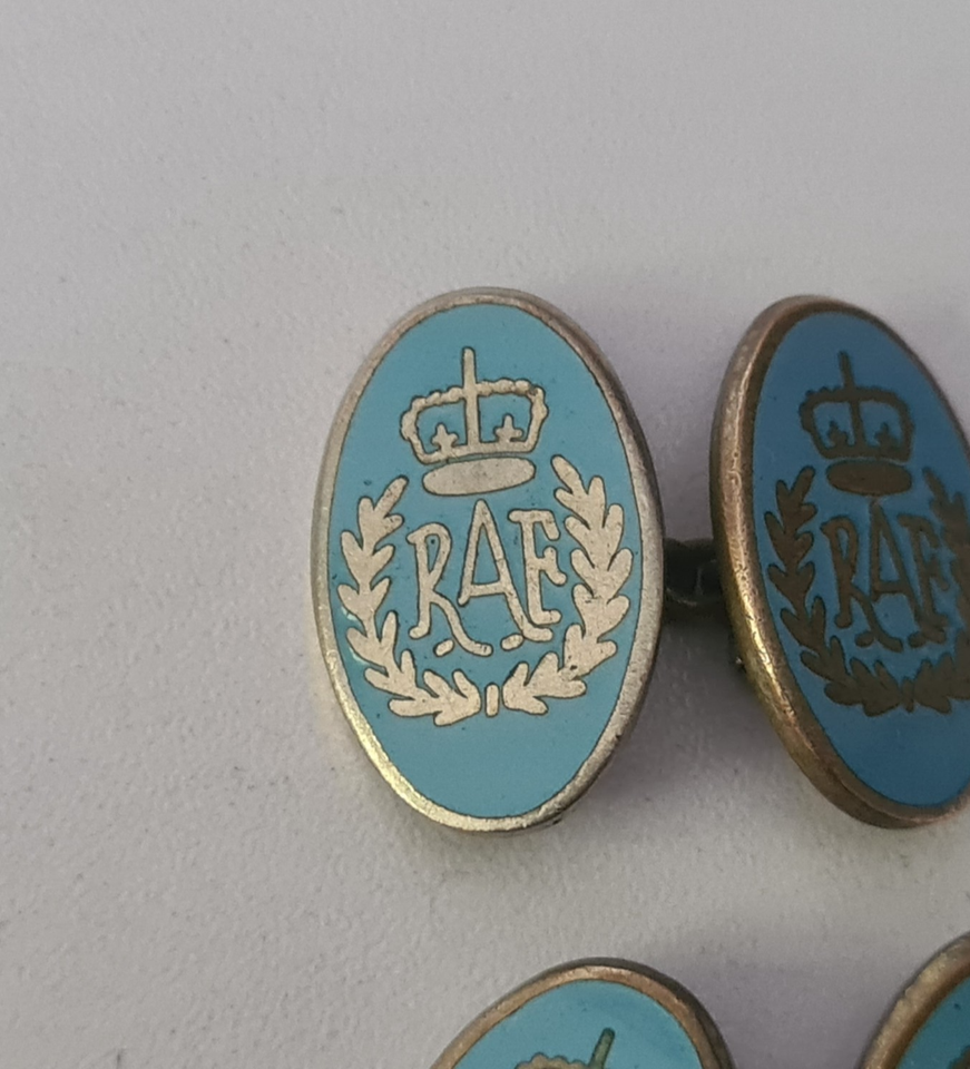 RAF WW2 Cufflinks stamped mp on rear gold tone blue enamel very nice ...