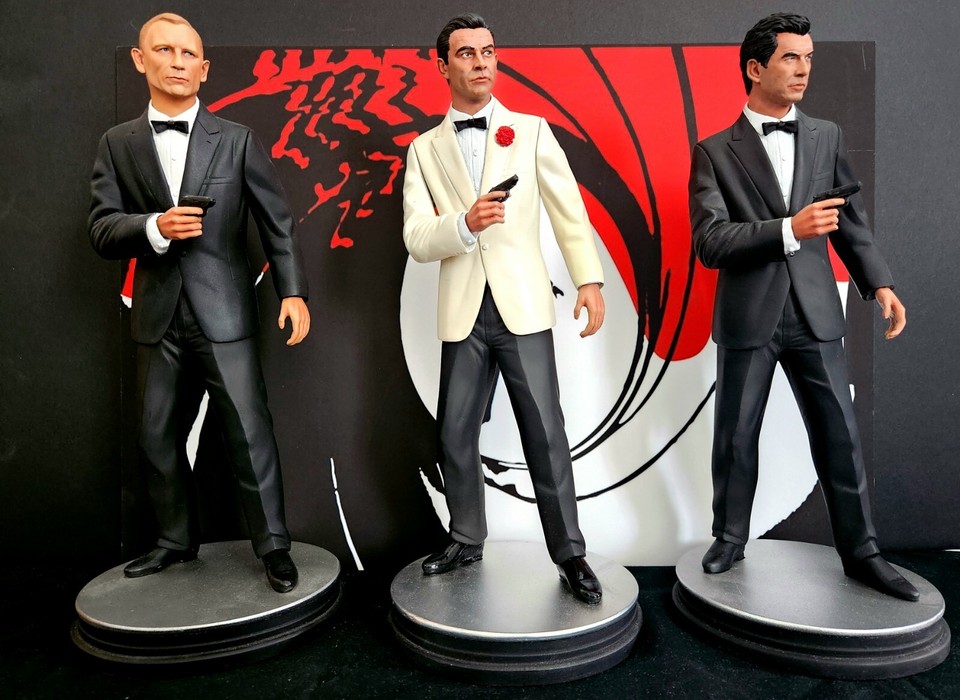 3 JAMES BOND 1/6 SCALE CUSTOM STATUE 007 RARE ONE OF A KIND +ART ...