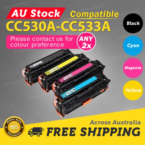 2x Any Toner For CC530A CC531A CC532A CC533A HP Laserjet CM2320 CP2020 ...
