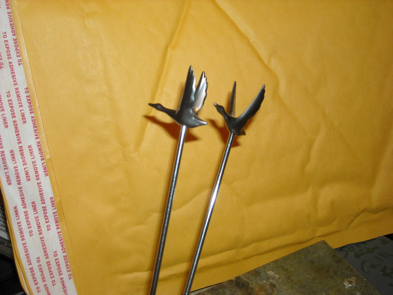 6 7/8" STAINLESS STEEL FLYING GEESE grey goose swizzle stick stir ...