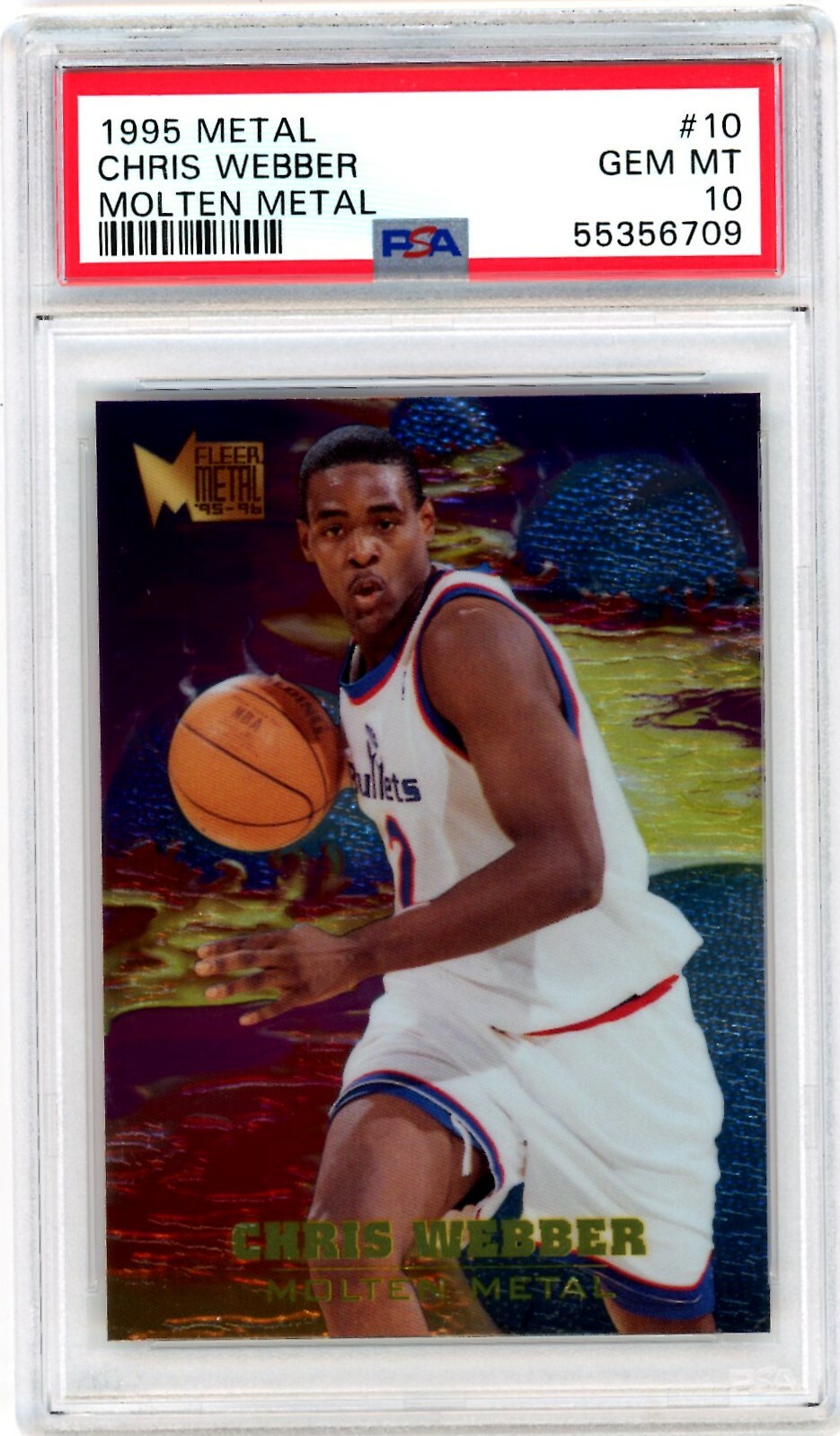 1995 Metal CHRIS WEBBER Bullets Insert MOLTEN METAL Gem Mint PSA 10 ...