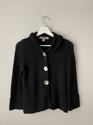 Beyond Threads Black Knitted Button Up Long Sleeve Sweater/Cardigan ...