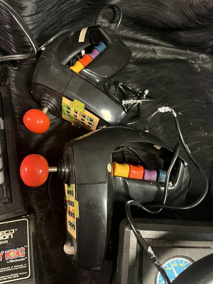 Vintage Lot Coleco Vision Console, Controllers, Steering Wheel, Games ...