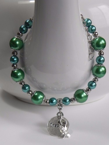 HANDMADE, OVARIAN CANCER (PCOS) AWARENESS Bracelet Support 7 3/4" long ...