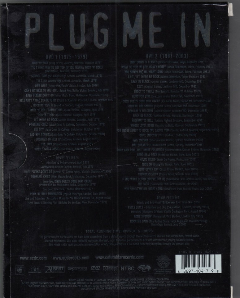 AC/DC - Plug Me in (2 DVD) 2007 886971041798| eBay