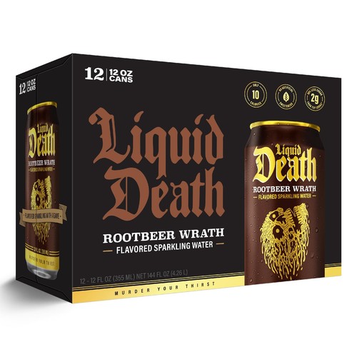 Liquid Death Rootbeer Wrath – 12Pk Flavored Sparkling Water, Low Cal ...