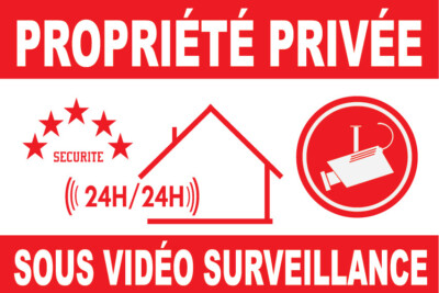 Panneau propriété privée sous vidéo surveillance 24h/24 (lot de 4 ...