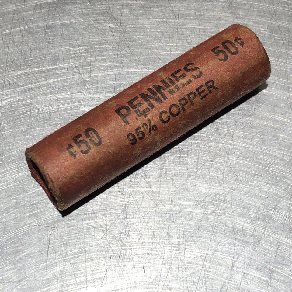 Vintage Cent / Penny Bank Roll– UnSearched Unknown Old Bank Wrapper -4a ...