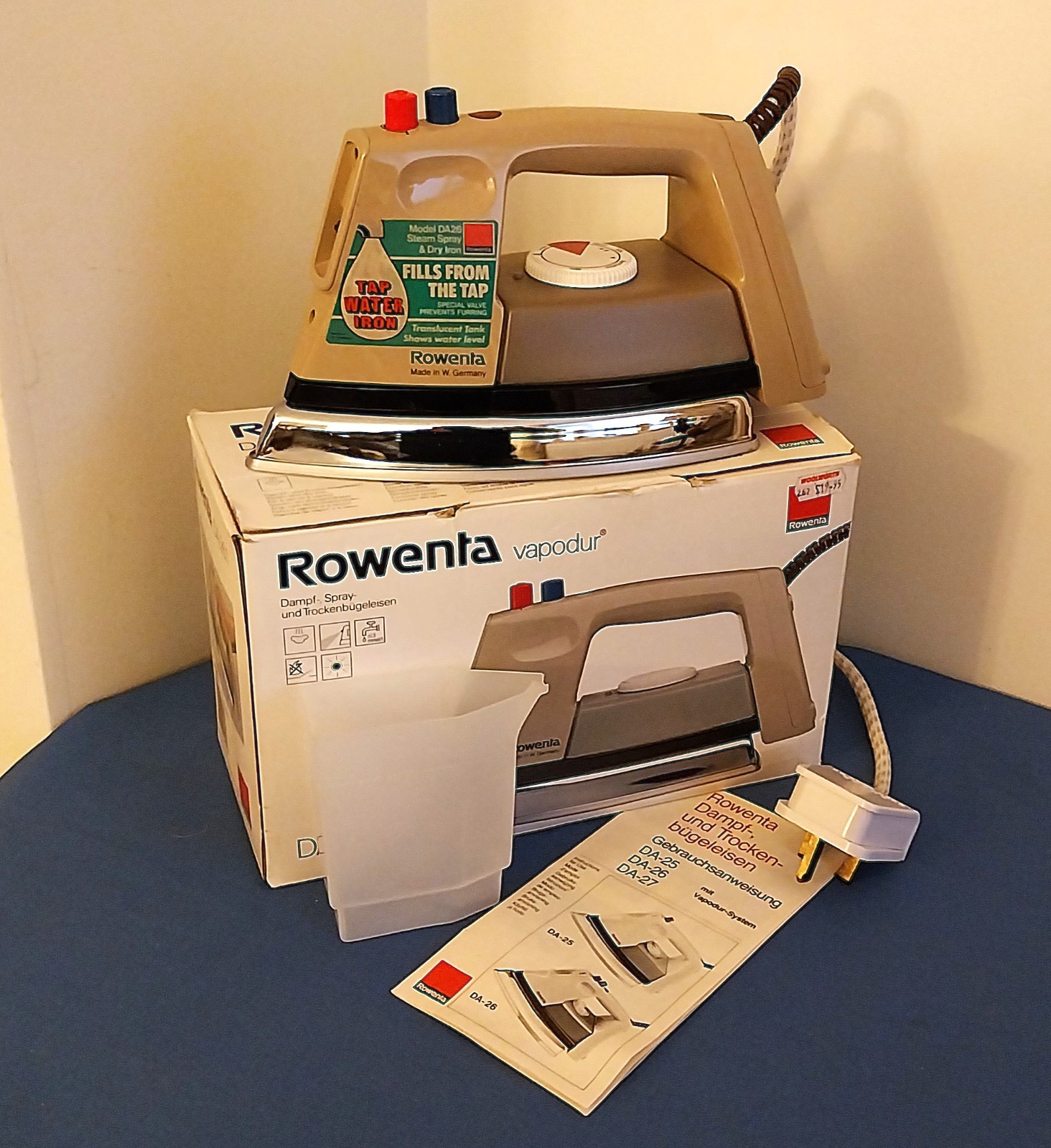 VINTAGE ROWENTA DA-26.1 STEAM SPRAY IRON WITH BOX & INSTRUCTIONS - ONE ...