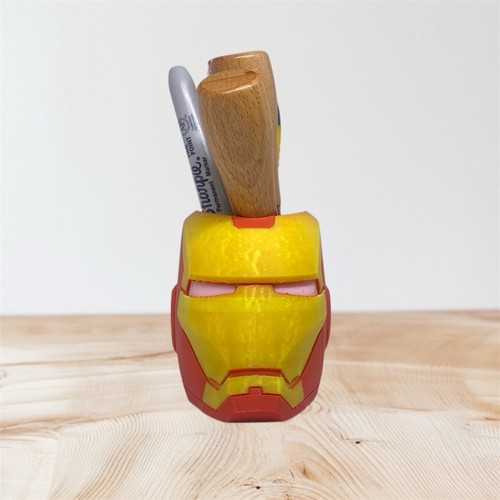 Iron Man HelmetStyle Pen/Pencil/Stationery Holder Desk Organize RedGold ...