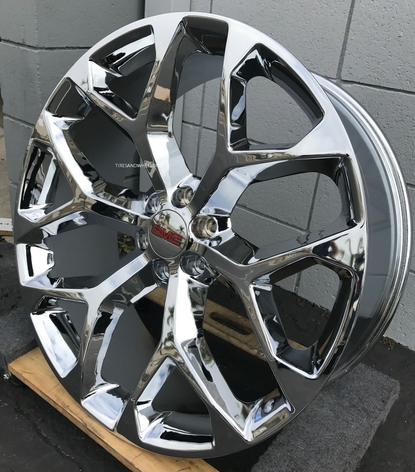 24'' Snowflake Chrome wheels 35'' MT Tires Yukon Silverado Tahoe Sierra ...