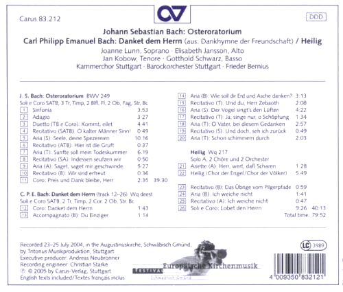 Bach Easter Oratorio Osteroratorium FRIEDER BERNIUS Carus CD 83.212 New ...