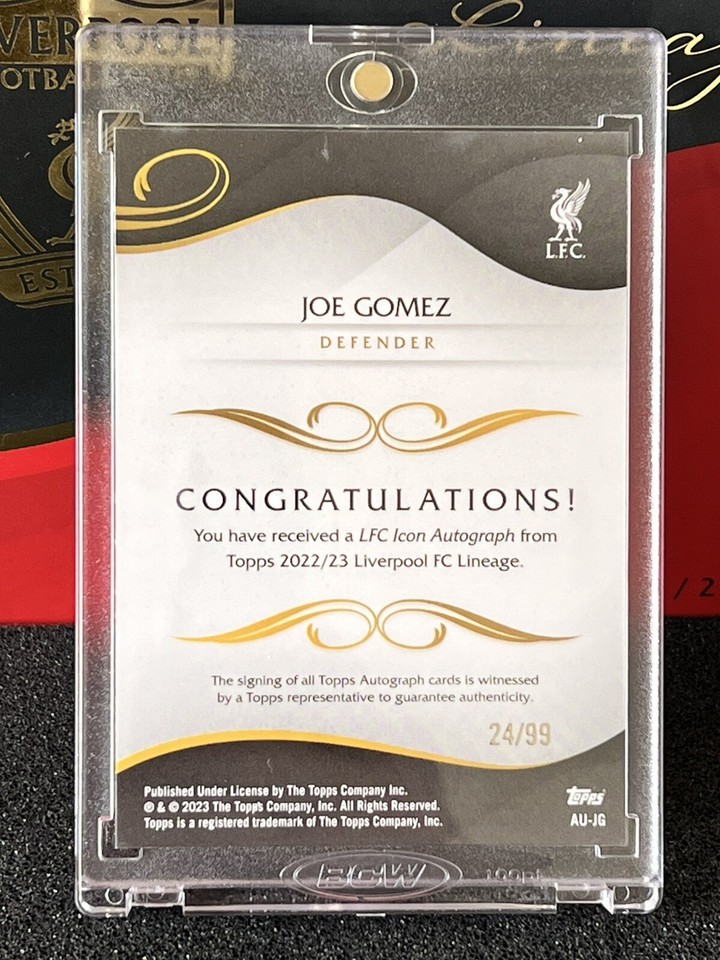 Joe Gomez 2022-23 Topps Liverpool Lineage #AU-JG /99 Teal Autograph | eBay