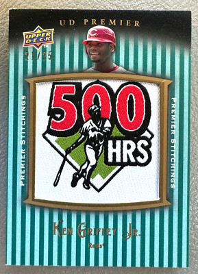 2008 UD Premier Ken Griffey Jr Premier Stitching Manuf. Patch /25 "500 ...