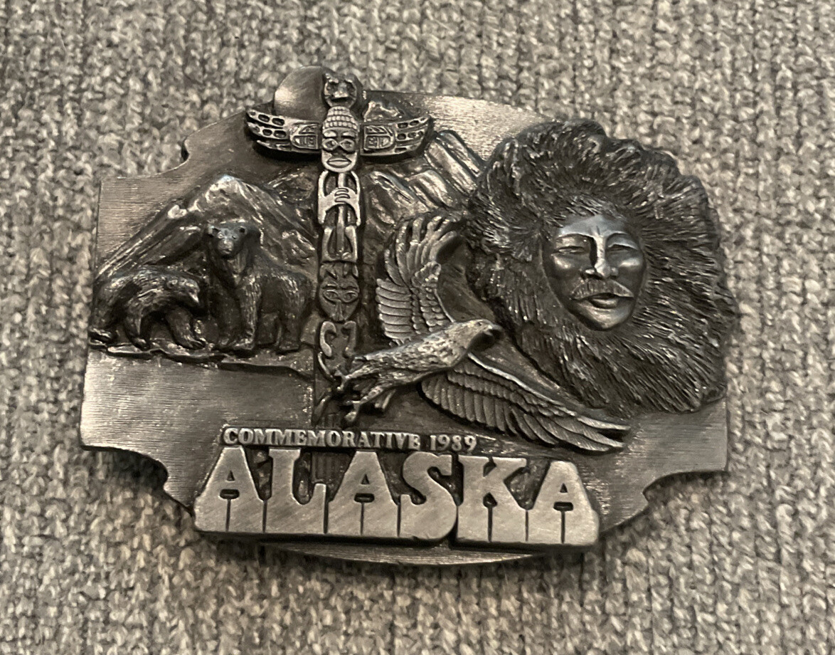 Vintage Siskiyou 1989 Alaska Commemorative Belt Buckle - Gem