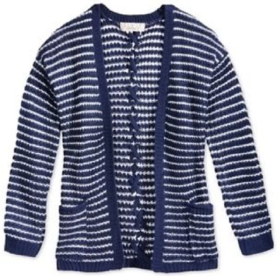 Pink Republic Girls Striped Open Front Cardigan, Navy/Ivory, XL/16 | eBay