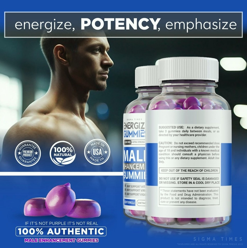 Energize Male Gummies, Gummy for Men to Help with Vitality and Virility ...