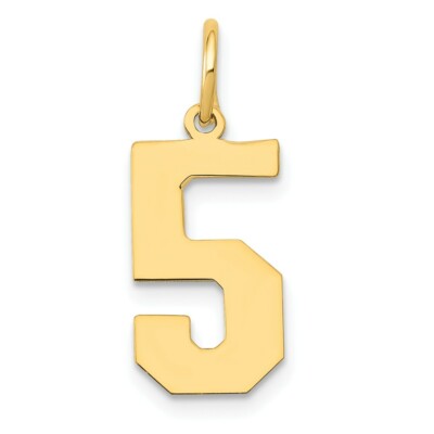 14k 14kt Yellow Gold Medium Polished Number 5 Charm PENDANT 20 mm X 8 ...