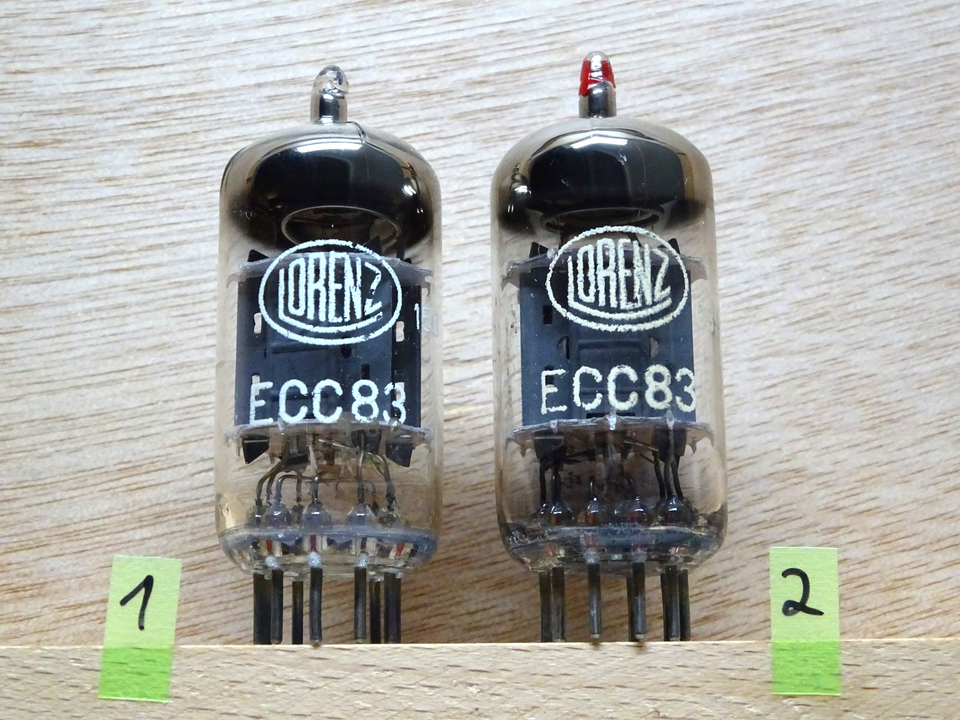 2X: LORENZ ECC83 | SIEMENS made | SEHR GUT ribbed plates Tubes ( 12AX7 ...