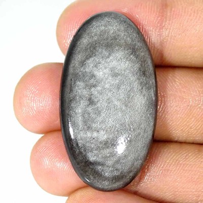 41.40Cts Natural Sheen Silver Obsidian Oval Cabochon Loose Gemstone | eBay