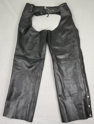 Xelement Chaps Women's Size 10 Black Leather Motorcycle Belted Zip Up ...