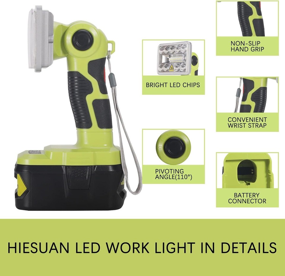 1000LM LED Work Light Suitable For Ryobi 18V Li-ion Battery Portable ...