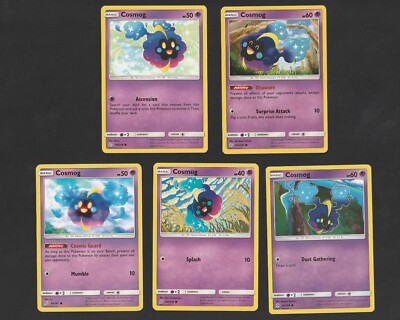 Cosmog Pokemon Card Collection Set of 5 English Cards Cute Basic ...