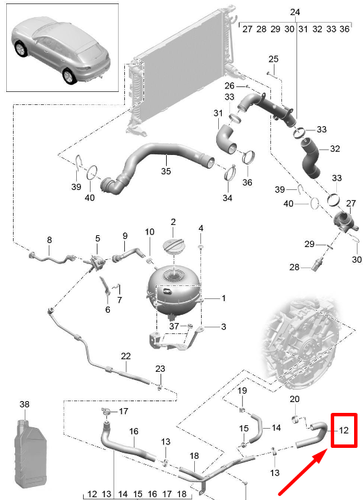 PORSCHE MACAN 95B Radiator Coolant Hose 95B121130A 95B.121.130.A NEW ...