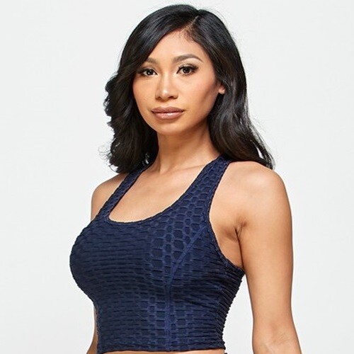 Women's Racerback Bra Top Textured Lifting & Supportive Navy Sizes S/M ...