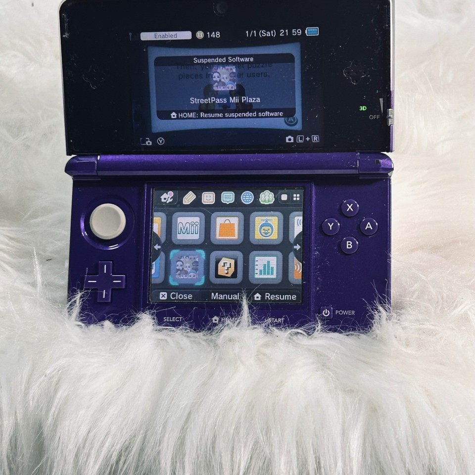 Nintendo 3DS Midnight Purple Handheld Console CTR-001 USA Small Screen ...