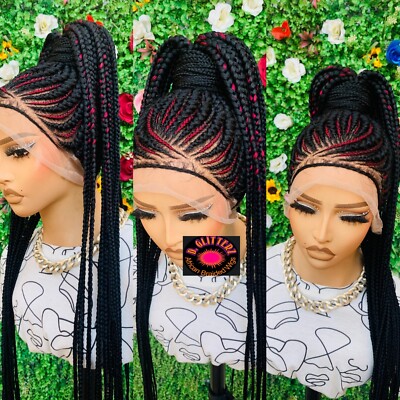 AFRICAN BRAIDED PONYTAIL WIGS ON 360 LACE CLOSURE 50" | eBay