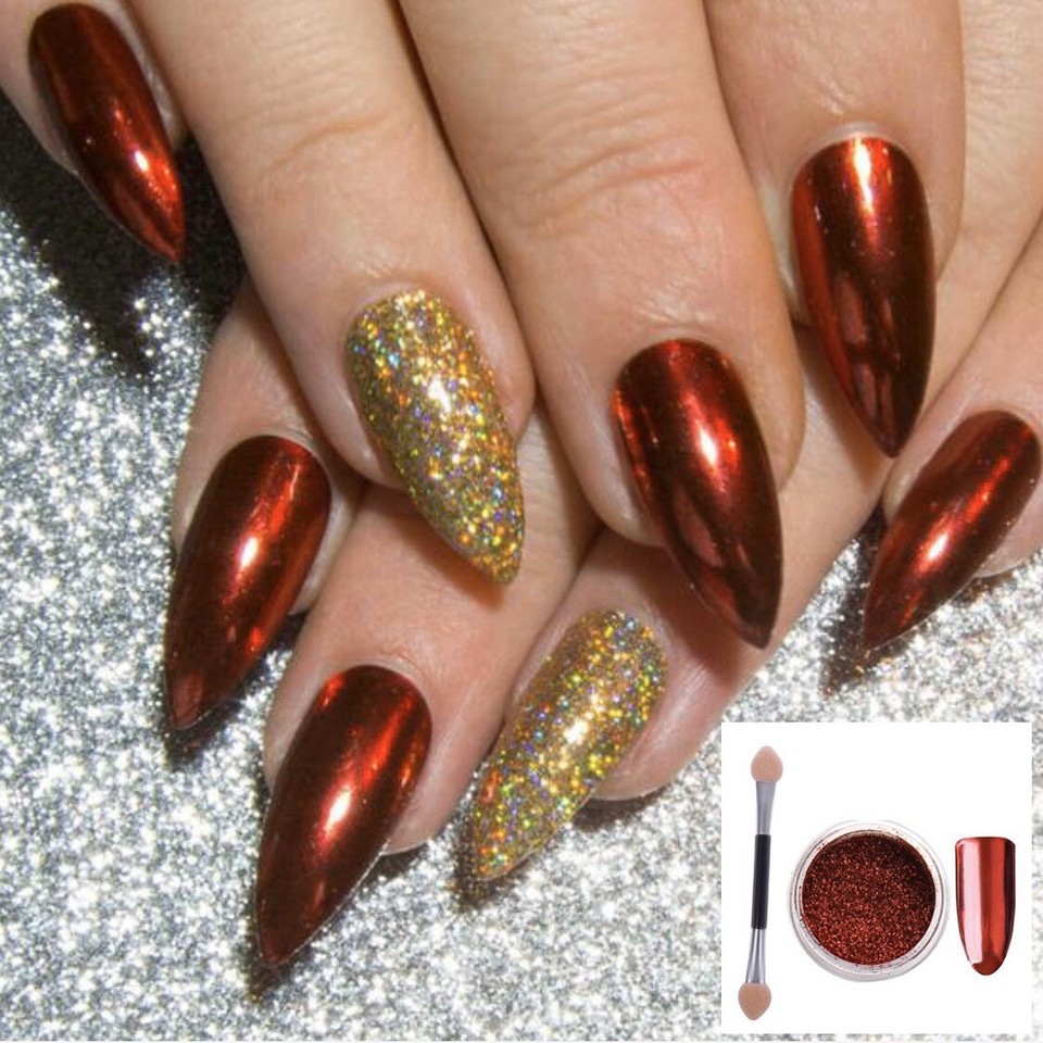 Red Mirror Nail Art Powder Chrome Platinum Shimmer Christmas Gift Dust ...