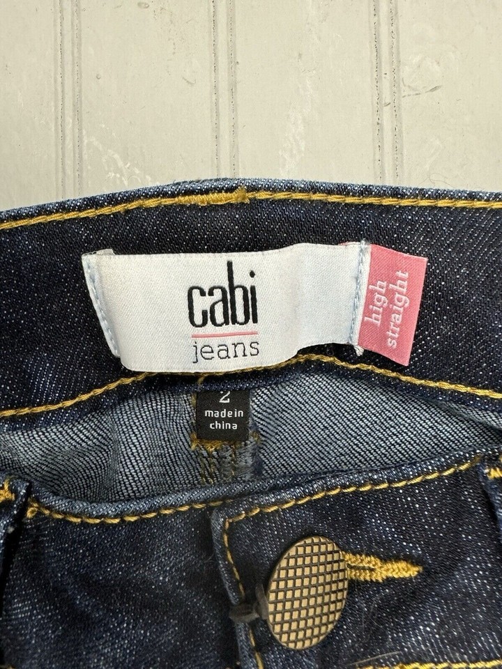 Cabi Size 2 Womens Jeans High Straight Stretch Dark Wash Distress | eBay