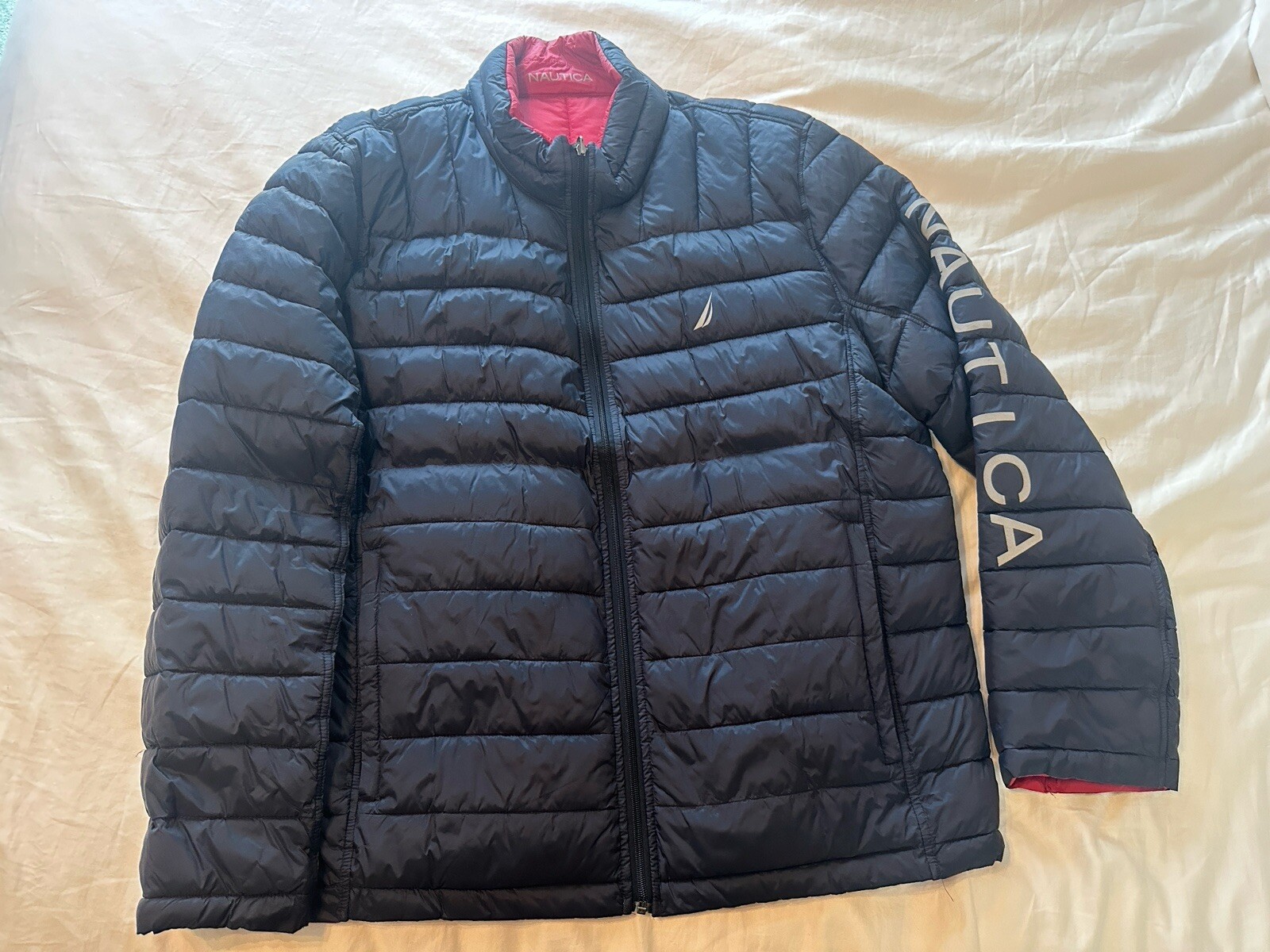 Nautica Reversible Puffer Jacket Navy Blue Men’s Red … - Gem