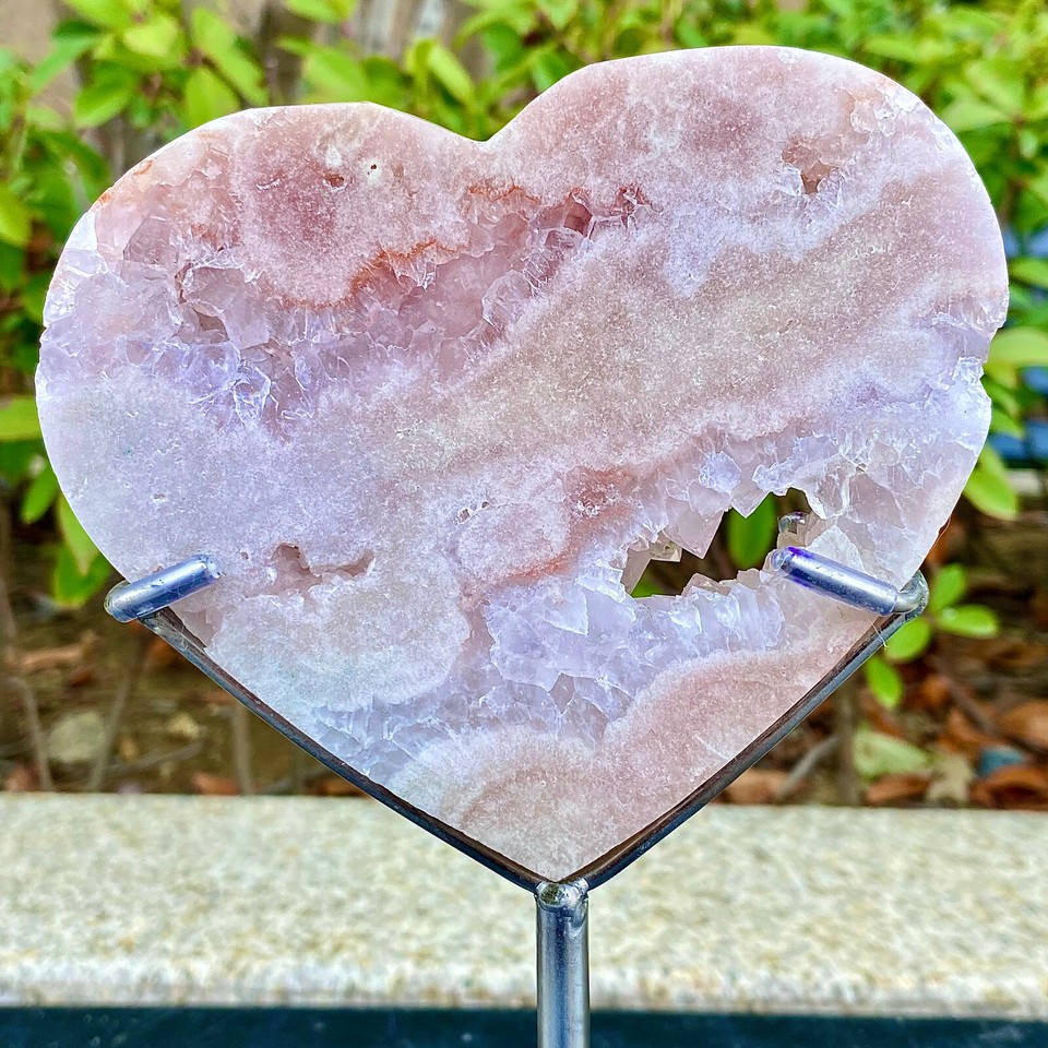 427G Rare Pink & Purple Crystal Slice - Natural Gemstone Collectible ...