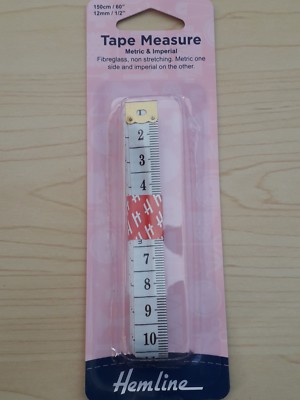 Hemline Quality Fiberglass Narrow Non Stretch Metric/Imperial Tape ...