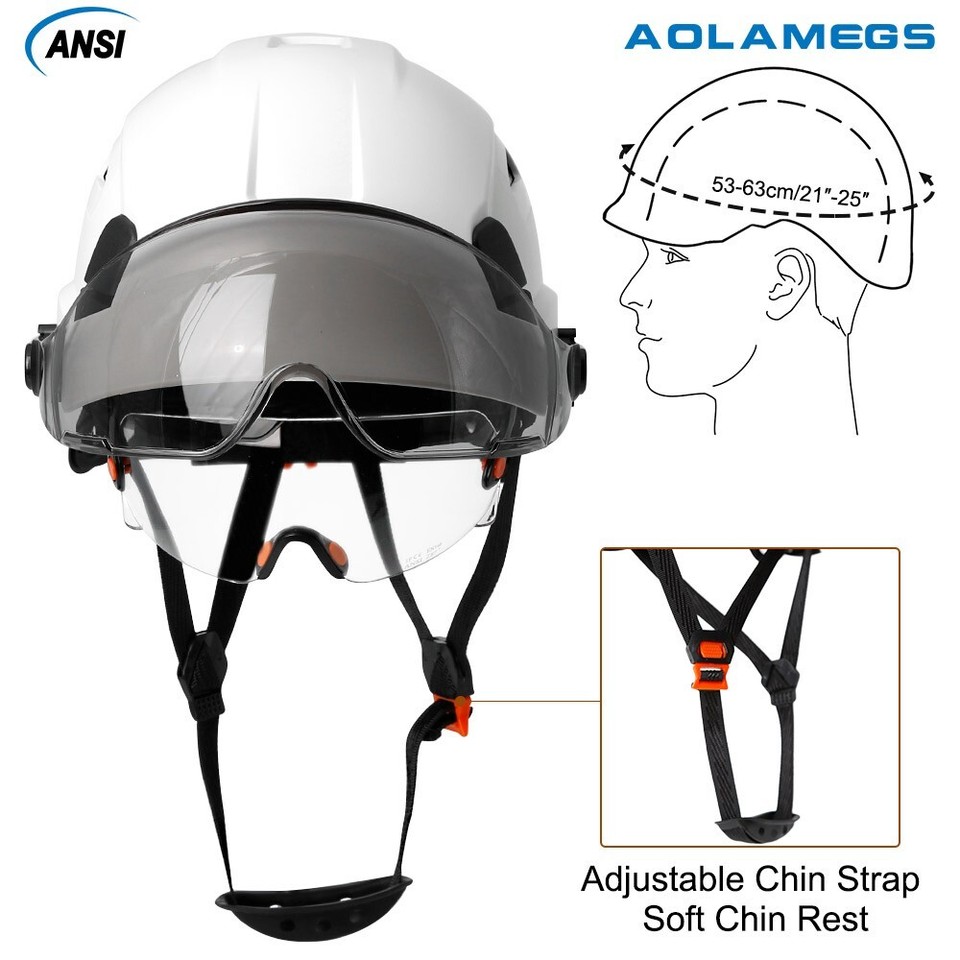 CE Safety Helmet With Visor Built In Goggles For Engineer Hard Hat ANSI ...