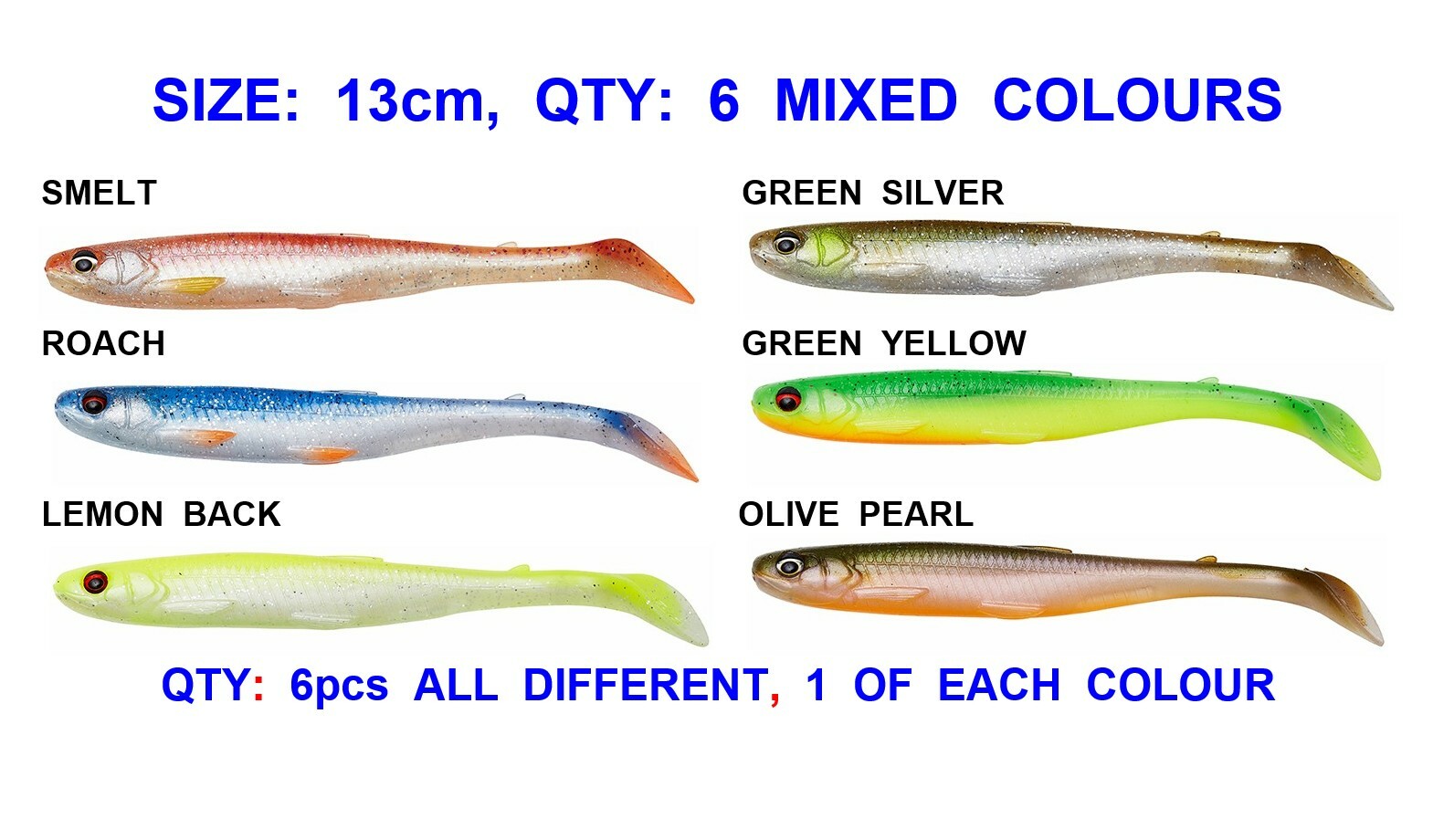 NEW 6 MIXED SAVAGE GEAR SLENDER SCOOP RATTLE TAIL SHADS SEA COARSE ...