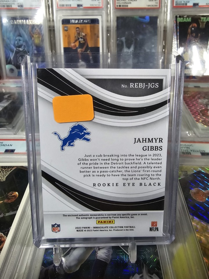 2023 Panini Immaculate Jahmyr Gibbs Rookie Eye Black Patch Auto /25 ...
