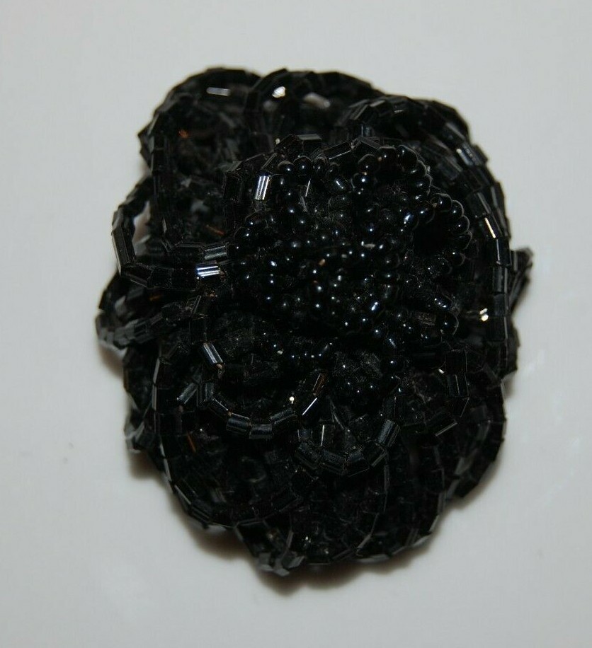 ELEGANT TALBOTS COUTURE BLACK SEED AND BUGGLE BEAD CLUSTER STATEMENT ...