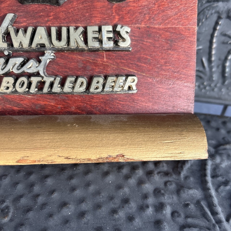 Vintage 1940s BLATZ Beer Wooden Back Bar Sign Milwaukee's First Bottled ...