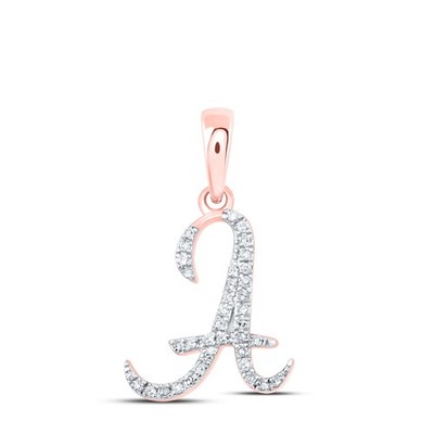 0.11 Ctw Natural Diamond Designer Initial Letter A Pendant 10k Rose ...