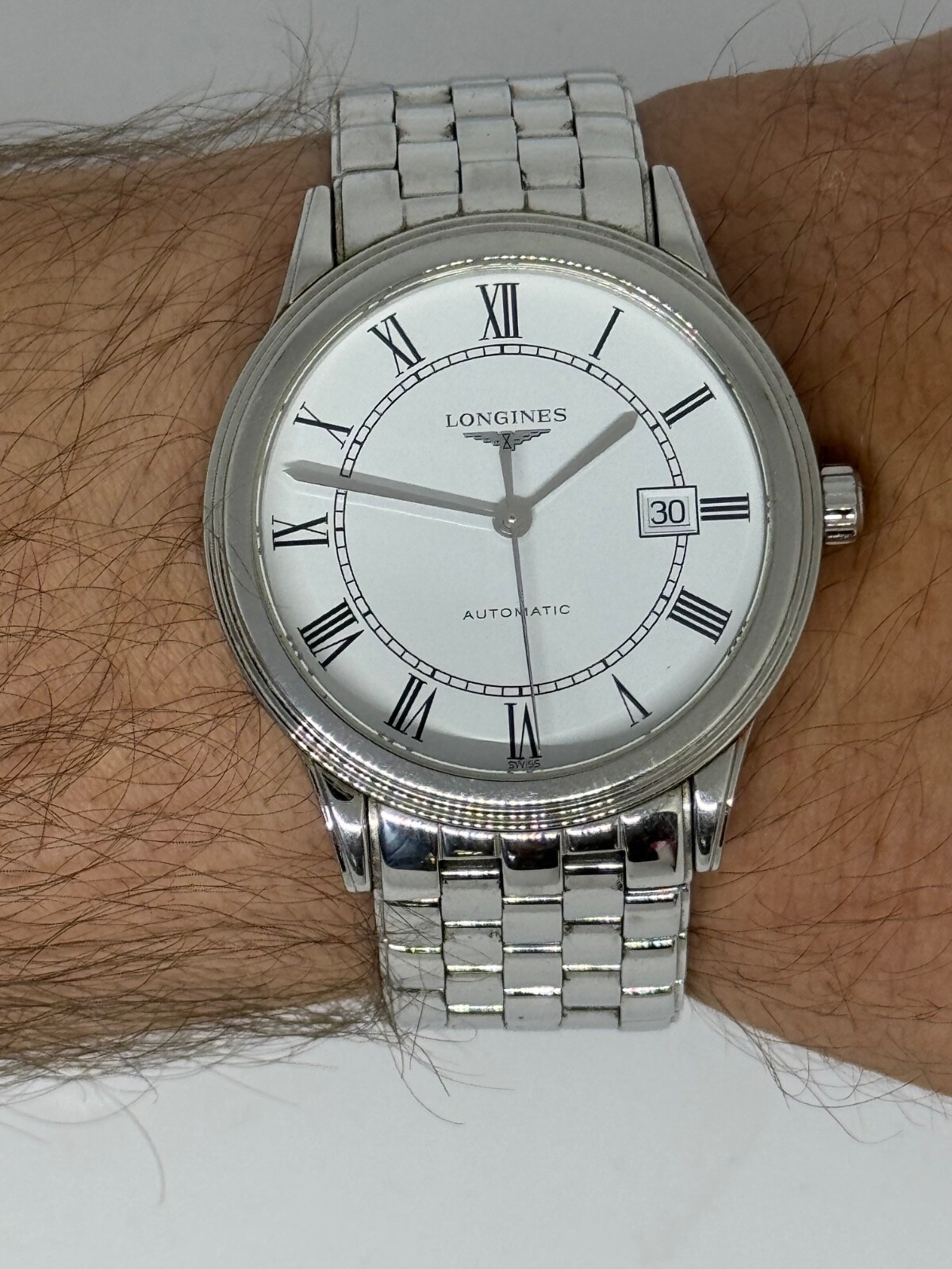 Longines Flagship Automatic Steel White Dial Date Men… - Gem