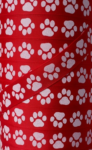 5 YDS 7/8" GLITTER TIGER PAW PRINT CHEER GROSGRAIN RIBBON 5 COLORS U ...