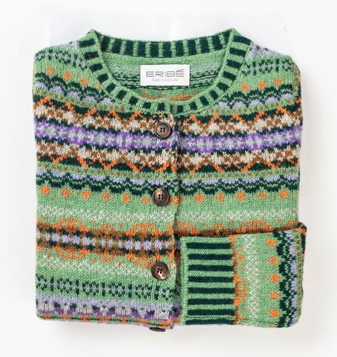 BNWT ERIBE Westray Cardigan Fairisle Meadow 100% Wool L RRP £234 ...